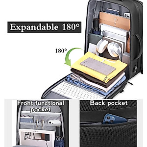 KSIBNW Weekender Carry on Backpack with USB Port,40L Expandable Travel Backpacks, Flight Approved Carry on Bags for Airplanes,Water Resistant Durable 17-inch Laptop Backpacks