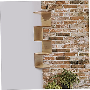 Abaodam Stylish Wooden Shelf Wall Mount Wooden Storage Rack Book Case 5 Layers