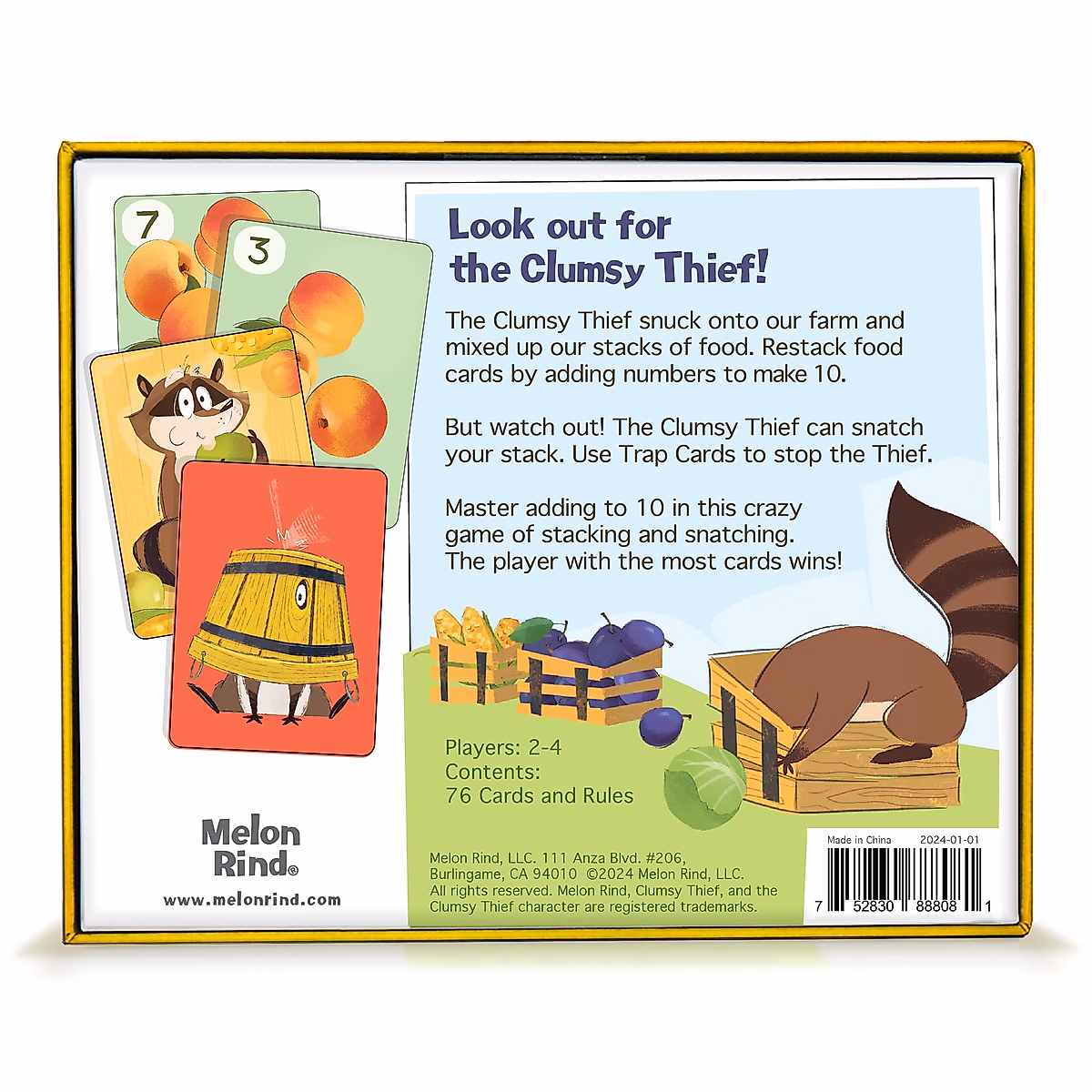 Melon Rind Clumsy Thief Junior Math Card Game, Adding to 10 Learning Game for Kids Ages 5-7+, Award-Winning Family Game for 2-4 Players, Educational Kids Game to Develop Math Skills with Confidence