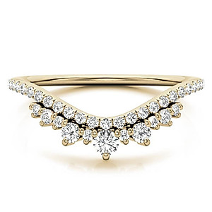 Bhumi Gems Round Cut Curved Moissanite Wedding Band, Engagement Bridal Ring Eternity Stackable Matching Dainty Antique Vintage Comfort Fit Handmade Jewelry Anniversary Band