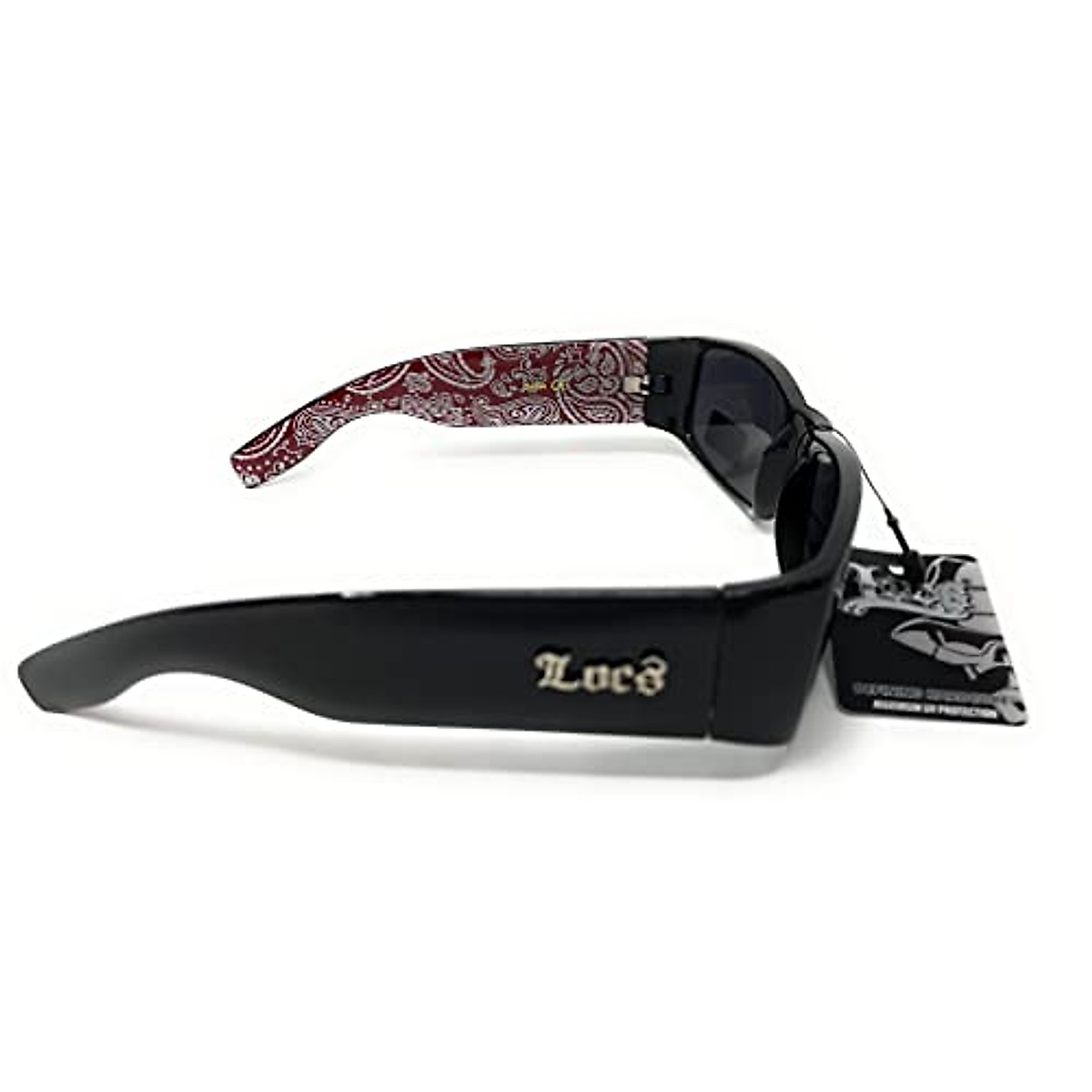 Locs Mens Hardcore Gangster Sunglasses Bandana Print BLACK/RED
