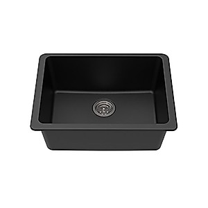 Winpro New Black Granite Quartz 25" x 18-1/2" x 9-1/2" Single Bowl Undermount Sink