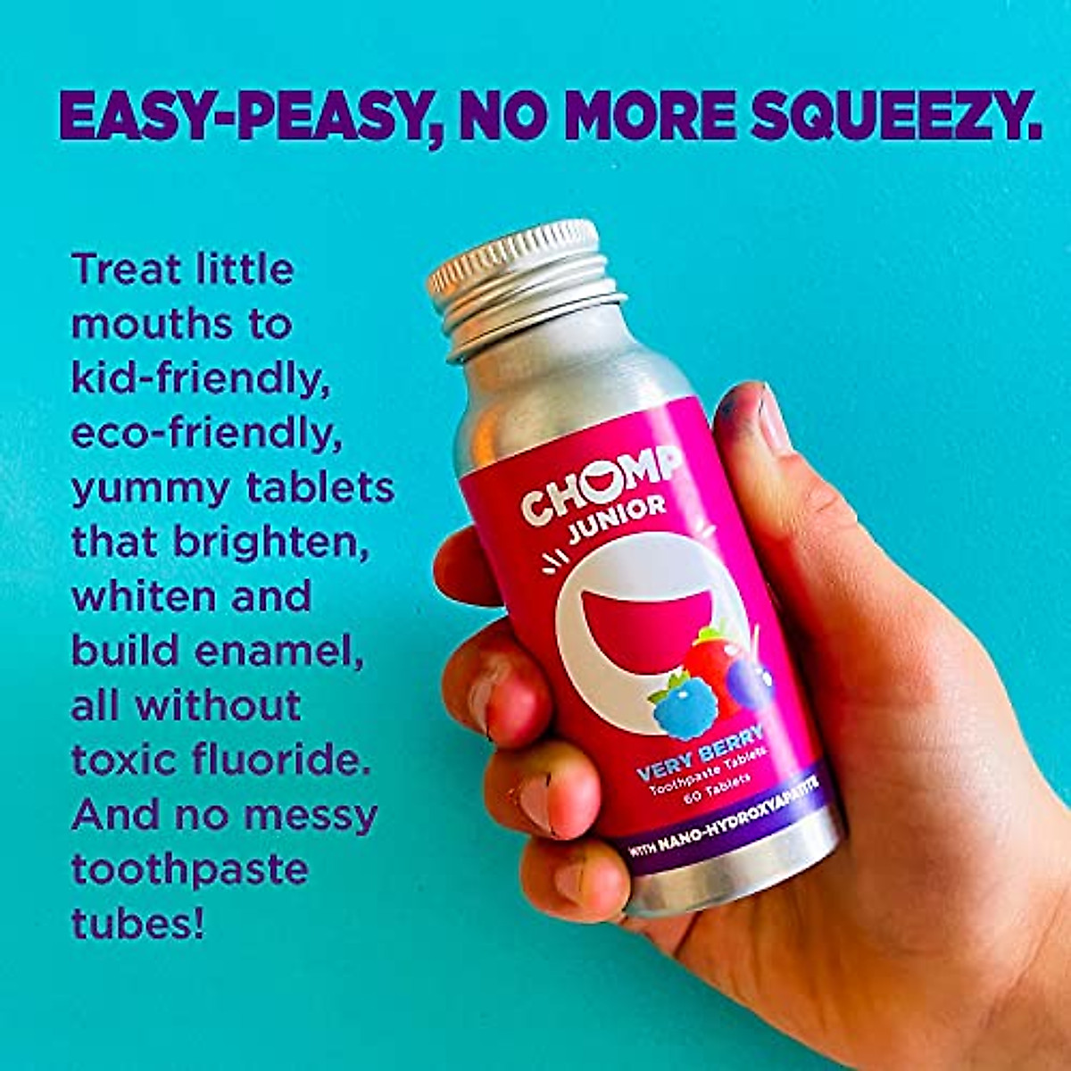 Chomp Junior Very Berry Toothpaste Tablets with Nano Hydroxyapatite