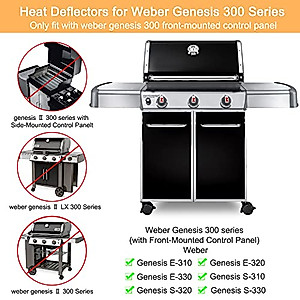 Hiorucet 7622 65505 Heat Deflectors for Weber Genesis 300 Series, Genesis E310 S310 E320 S320 E330 S330 (Front-Mounted Control) Grill Replacement Parts, 2 Pack Stainless Steel Weber Flavorizer Bars