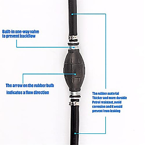 BARTOO Fuel Line Assembly,3/8in Nylon Braided Marine Fuel Hose Line Assembly with Primer Bulb for Marine Outboard Boat Motor RVs Tractors and Caravans,6FT