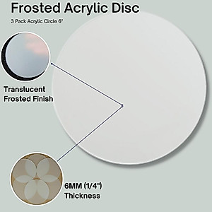 Frosted Acrylic Cake Circle, Blank Disc for D.I.Y - 6 Inch Diameter Acrylic Round Disc, Perfect for Cake Decorating Vinyl Craft Project - 6 Inch Multipurpose Plexiglass (3 Units)