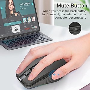 FMOUSE Rechargeable Wireless Mouse, Silent Mouse with RGB Lights, 2.4G Wireless & Bluetooth 5.1 Dual Mode 2400 DPI USB-C 700mAh Battery, Ergonomic Mouse for PC, Computer, Laptop, Desktop (Black)