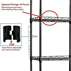 REGILLER 6 Wire Shelving Steel Storage Rack Adjustable Unit Shelves for Laundry Bathroom Kitchen Pantry Closet (Black, 16.8L x 11.7W x 63H)