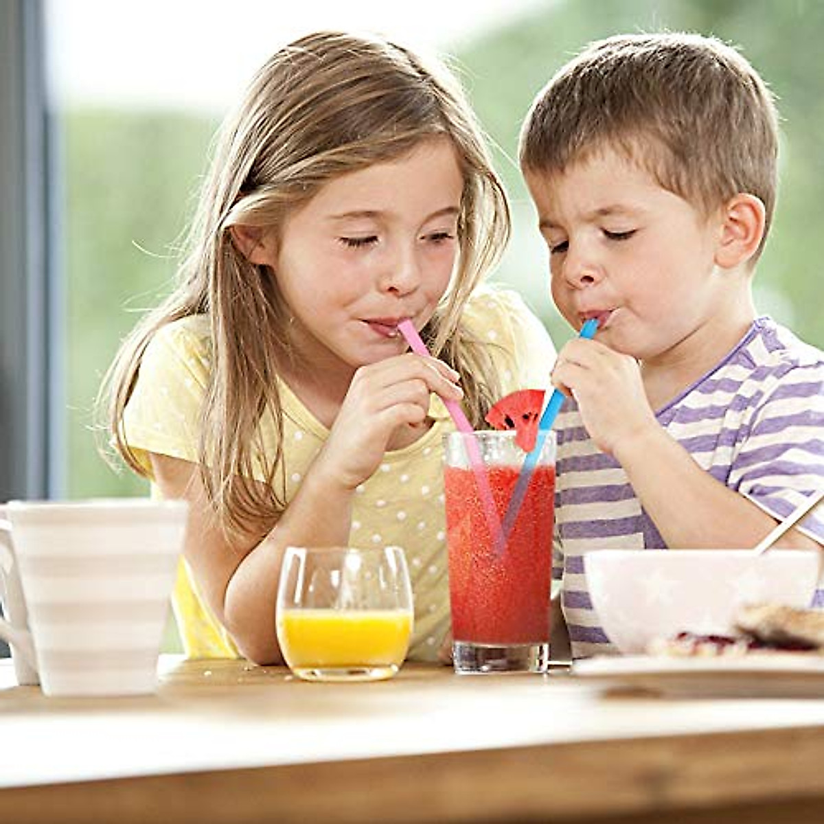 Mcool Silicone Straws 8Pcs Straight Smoothies straws for 30&20 oz Tumblers-Reusable Straws Extra Long for Yeti/Rtic/Ozark +4 Brushes+ 1 Red Storage Pouch