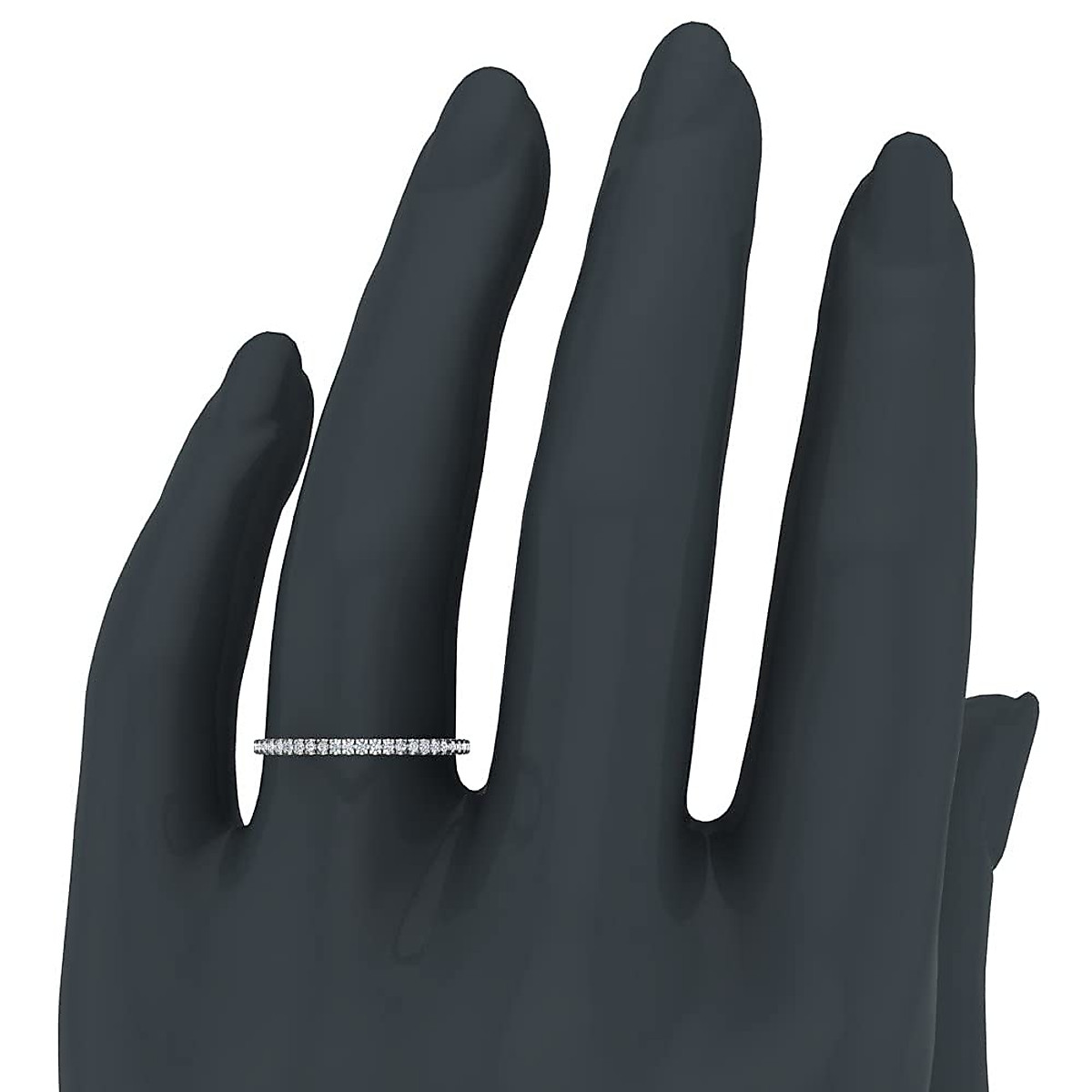 Glitz Design 10K White Gold Wedding bands Stacking diamond rings Box & Certificate of Authenticity 0.10 carat (L-M) Ring Size 7