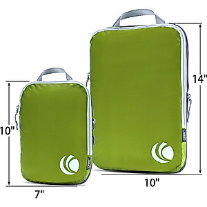 Cipway - 5 Set Compression Packing Cubes for Travel, Ultralight Packing Organizers for Luggage Suitcase & Backpack (Green), L