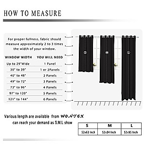 WONTEX Blackout Curtains Thermal Insulated with Grommet Curtains for Bedroom, 52 x 84 inch, Black, 2 Panels