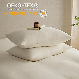 AGSIT Muslin Duvet Cover 100% Washed Cotton, Queen Size Duvet Cover Set Linen Like, Minimalist Soft Comforter Cover 3 Pieces, Lightweight Gauze Duvet Cover with 2 Pillowcases, 90”x90”, Buttery White