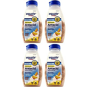 Equate Extra Strength Sugar Free Antacid Orange Cream Flavor, 90 Count, Pack of 4