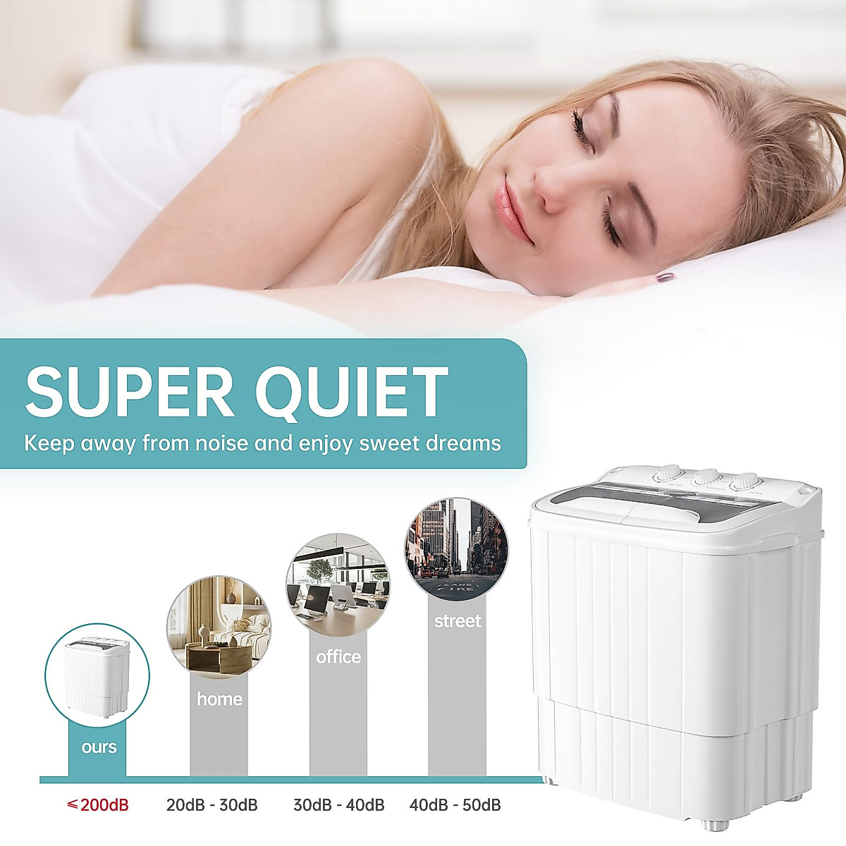 INTERGREAT Portable Washing Machine, 22 lbs Mini Small Washer Machine Combo with Spin Dryer, Compact Twin Tub Laundry Washer Machine for Apartments, Dorm, Rv, Camping, Gray