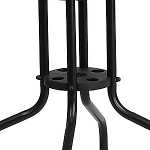 Flash Furniture Barker 28'' Square Tempered Glass Metal Table with Black Rattan Edging