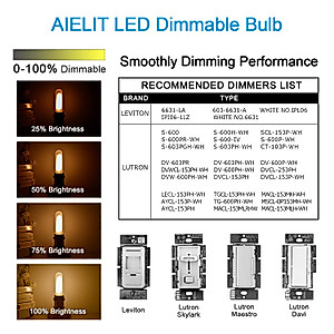 AIELIT T10/T30 Frosted LED Light Bulb 25 Watt Equivalent, Warm White 2700K, 200 LM, E26 Standard Base, 2W Dimmable LED Tube Bulbs, Classic Filament Edison Bulb for Pendant Lights Chandelier, 4-Pack
