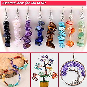 XOCARTIGE Stone Beads for Jewelry Making, 1200PCS Natural Chip Stone Beads Irregular Gemstone Loose Beads Mixed Color Healing Crystal Rock Beads Hole Drilled for DIY Art Crafts(20 Colors - 1200PCS)