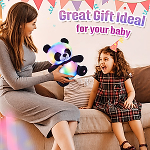 WEWILL Light up Panda Stuffed Animal LED Panda Bear Soft Plush Toys Glow in Dark Bedtime Companion with Night Lights Birthday Valentines Christmas for Toddler Kids, 12''
