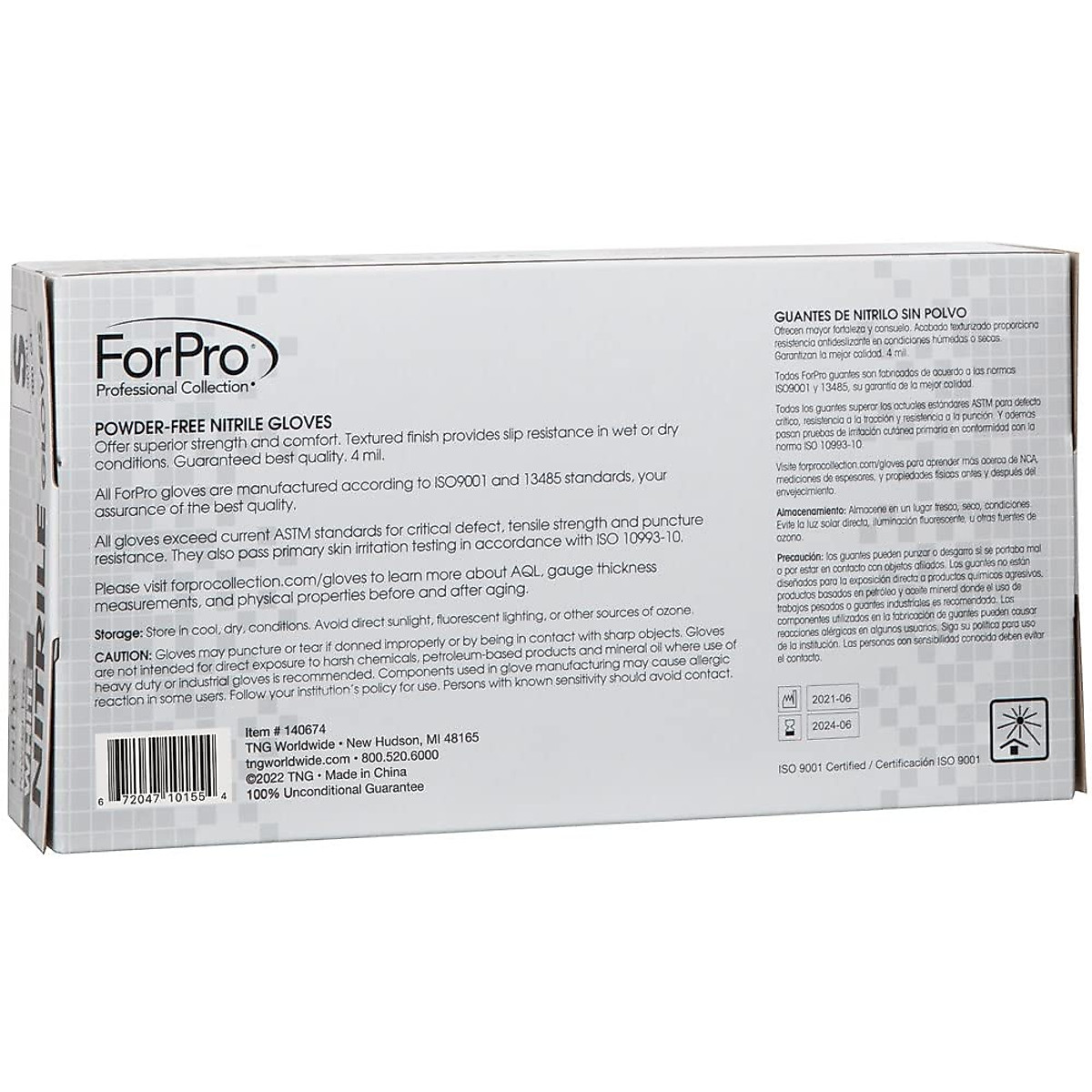 ForPro Professional Collection Disposable Nitrile Gloves, Chemical Resistant, Powder-Free, Latex-Free, Non-Sterile, Food Safe, 4 Mil, White, X-Small, 100-Count