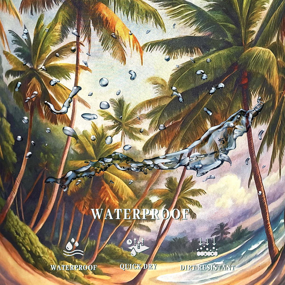 Retro Hawaii Palm Tree Laundry Basket Summer Beach Foldable Funny Laundry Hamper Oxford Cloth Tote Bag Clothes Storage Bucket Toy Organizer 18.9"x16.5" For Bathroom/Laundry Storage/Bedroom