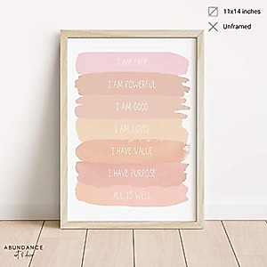 Pink Wall Art Positive Affirmations Wall Decor Girls Nursery Wall Art Pink Inspirational Wall Art for Office Blush Pink Wall Decor for Bedroom Pink Bathroom Decor UNFRAMED (11x14 Blush)