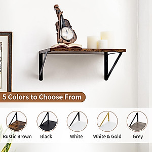 Deep Floating Shelves, 16W x 12D Rustic Wood Floating Shelves Set of 2, 12 Inch Deep Large Floating Shelves for Wall Decor, Hanging Shelves for Farmhouse Kitchen Bathroom Bedroom - Rustic Brown