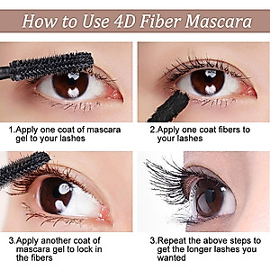 4D Silk Fiber Lash Mascara- Waterproof Mascara Black Volume and Length, Easily to Create Amazing Lashes for Thicker, Long Lasting and Curly Eyelashes
