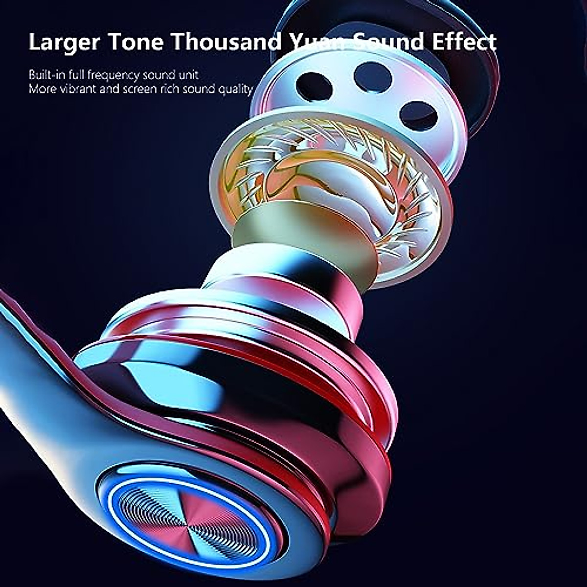 Wireless Headphones Foldable Bluetooth Earphones Over Ear Headphones Wireless Headset with Deep Bass Call 8 Hours Listening Time On-Ear Gym Headphones Headphones Wireless Bluetooth (Rose Red)