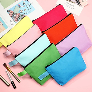 Saintrygo 10 Pieces Canvas Makeup Bags Bulk for Women Travel Cosmetic Organizer Plain Storage Pouch Multi-Purpose Blank Travel Toiletry DIY Craft Bags with Zipper(Pastel,8.7 x 5 x 1.8 Inch)