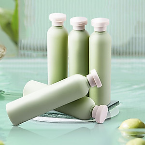 5pcs Green Plastic Empty Squeeze Bottles,Travel Shampoo Bottles,Squeeze Bottles with Flip Cap,8.8oz 260ml Leak Proof Refillable Container for Face Cream, Lotion, Shampoo, Conditioner