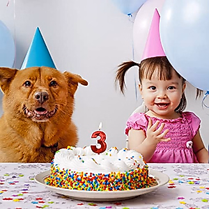 BLUE TOP 2 Inch Birthday Cake Candles Number Candles 3D Design Birthday Candles for Cake,Cake Topper Decoration for Kids,Adults,Party,Anniversary,Milestone Age.(DIY Red Number 3)