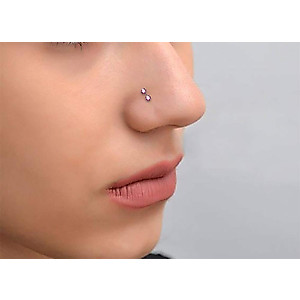 Nose Studs Light Green Gem S Shaped 925 Sterling Silver 22 Gauge L Shaped