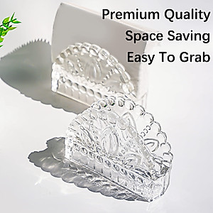 5.1'' Glass Napkin Holder Engraved Design Clear Napkin Dispenser Tableware Decoration for Coffee Store Restaurant Bar Living Room Kitchen