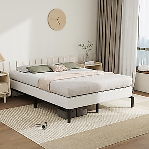 HUAXIN LUCKY Metal Bed Frame / 7 Inch Queen Support Bed Frame for Box Spring and Mattress, Heavy Duty Bed Base, Noise Free Platform Bed, Easy Assembly, Black