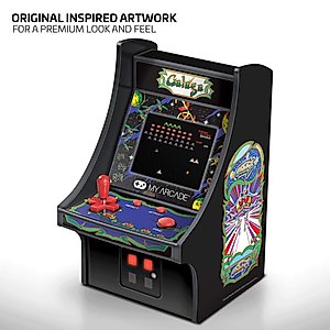 My Arcade Micro Player Mini Arcade Machine: Galaga Video Game, Fully Playable, 6.75 Inch Collectible, Color Display, Speaker, Volume Buttons, Headphone Jack, Battery or Micro USB Powered