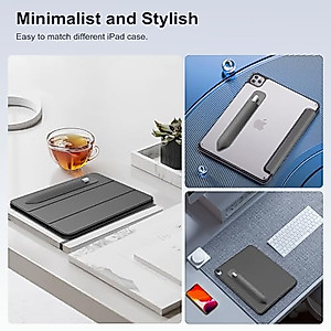 TiMOVO Pencil Holder Compatible with Apple Pencil Pro/Apple Pencil (USB-C)/Apple Pencil (1st & 2nd Gen), Elastic Pencil Pouch Adhesive Pen Sleeve Attached to iPad Case for Stylus, Dark Gray