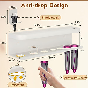 Holder Storage Stand Rack Wall Mount for Airwrap Curling Iron Accessories,Bathroom Organizer Holder for Airwrap,No Drilling Installation (Brilliant white) for Halloween