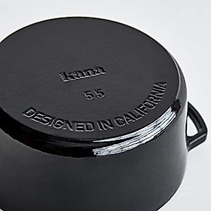 Milo by Kana 5.5-quart Enameled Cast Iron Dutch Oven with Lid | Premium Casserole Cooking Pot | Enamel Coating Inside and Out | Oven Safe and Dishwasher Friendly (Pebble with Gold Knob)