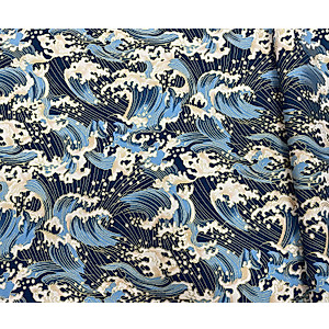 Cotton Fabric by The Yard, 0.55 Yard 58 Inch Wide Precut, 100% Cotton, Bronzing Design Floral Print Fabrics for Sewing Quilting Crafting (08- Design, Blue)
