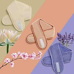 Spa Facial Headband – 3 Pcs Adjustable Makeup Head Wrap with Magic Tape, Sweat Hair Towel for Sport, Face Wash and Shower