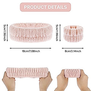 WLLHYF Spa Headband Wrist Washband Face Wash Set Facial Makeup Hair Band Microfiber Shower Head Wraps Adjustable Wrist Wash Bands Prevent Liquid from Arms Spilling for Women Girls