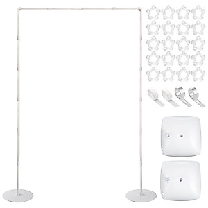 Pllieay 6.5 Feet Tall Balloon Arch Stand with Base, 2 Set 78.7 Inch Balloon Column Stand Kit with Base and Balloon Glue Point, Balloon Tower for Wedding, Birthday and Party Decoration