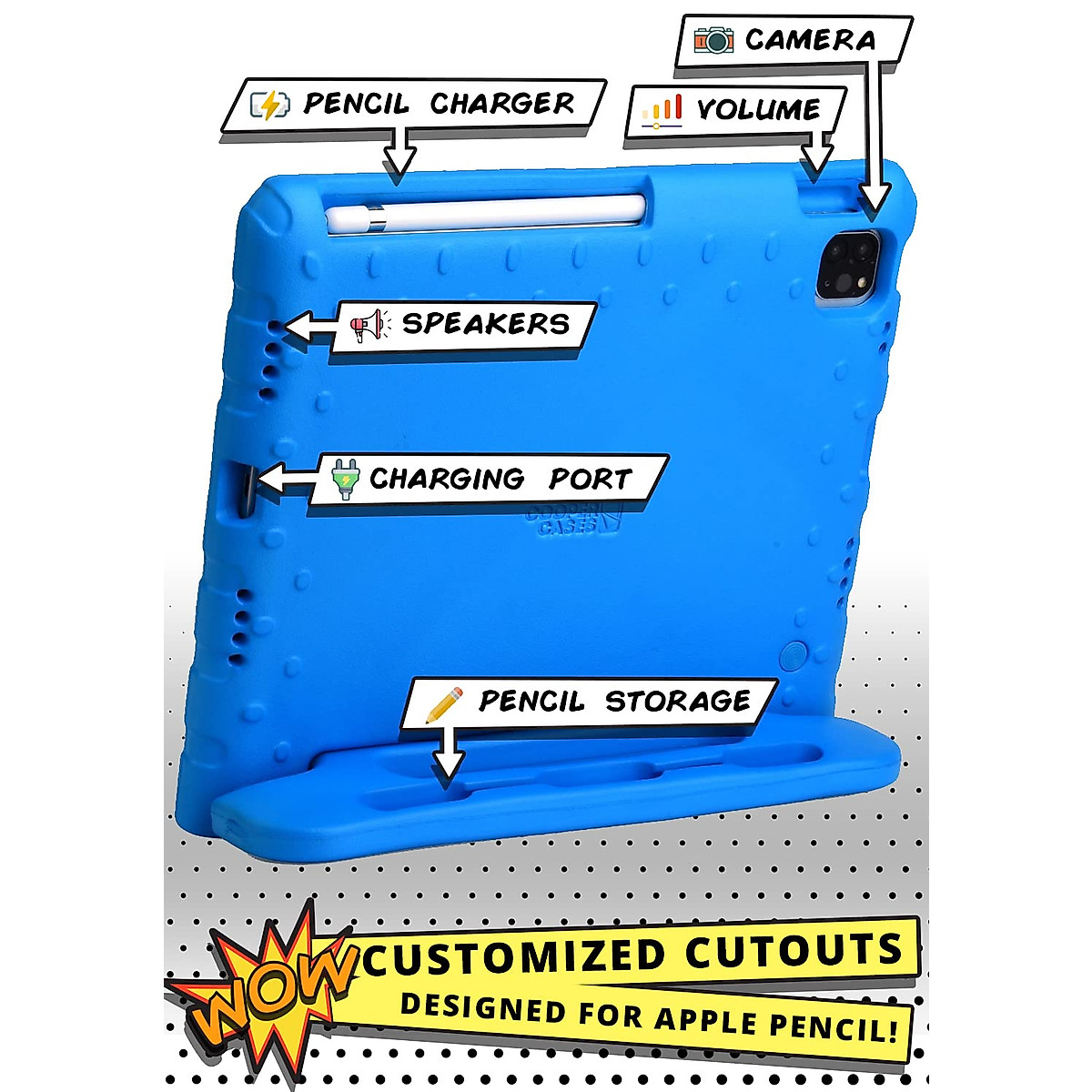 Official Cooper Dynamo for iPad Pro 11 inch Case for Kids 4th/3rd/2nd/1st Generation 2022/2021/2020/2018 | Rugged Foam, Magic Handle, Stand, with Pencil Holder, Eco-Mailer