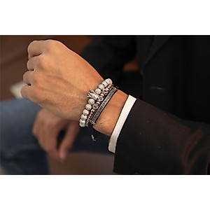 MAGIC FISH Imperial Crown King Stainless Steel Bracelets for Men Pave CZ Handmade Mens and womens Bracelets Set Friendship Luxury Charm Fashion Cuff Crown Pulseira Bangle Birthday Jewelry