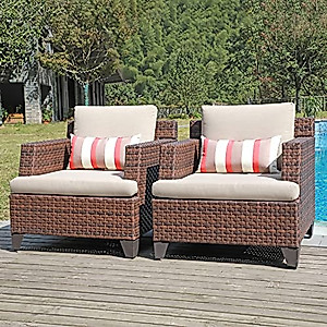 SUNSITT 2-Piece Outdoor Wicker Chairs Patio Furniture Set with Cushions, 2 Throw Pillow and Sofa Cover Included