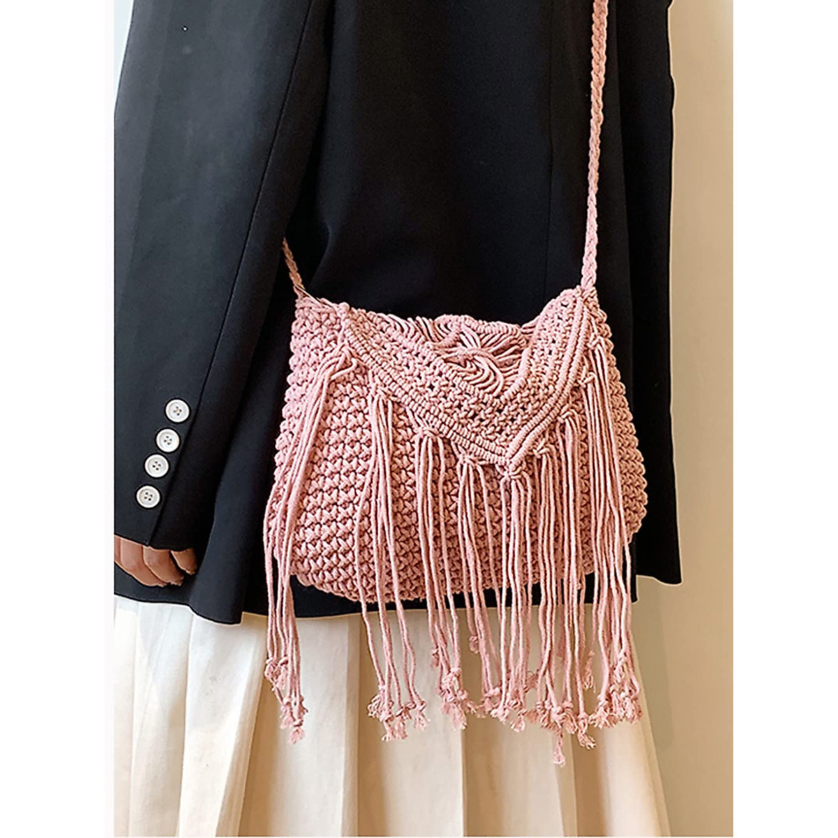 Crossbody Bag Purse Women Cute Hobo Bag Satchel Bag Summer Beach Bag Knit Bag Shoulder Bag Tassels Crochet Tote Handbags