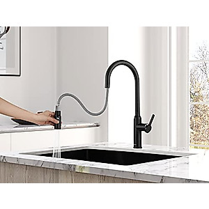 AguaStella AS81MB Matte Black Kitchen Sink Faucet with Pull Down Sprayer Single Handle High Arc