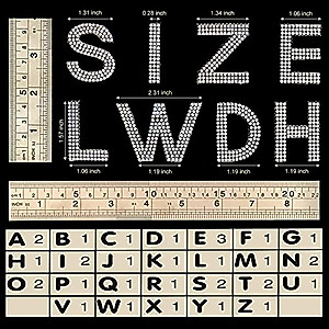 Locacrystal 34Pcs Bling Rhinestone Alphabet Letter Stickers, A-Z Letters Self-Adhesive hotfix Crystal Rhinestones Word Stickers for Cars Arts Crafts Clothing DIY Decoration(White/Silver)