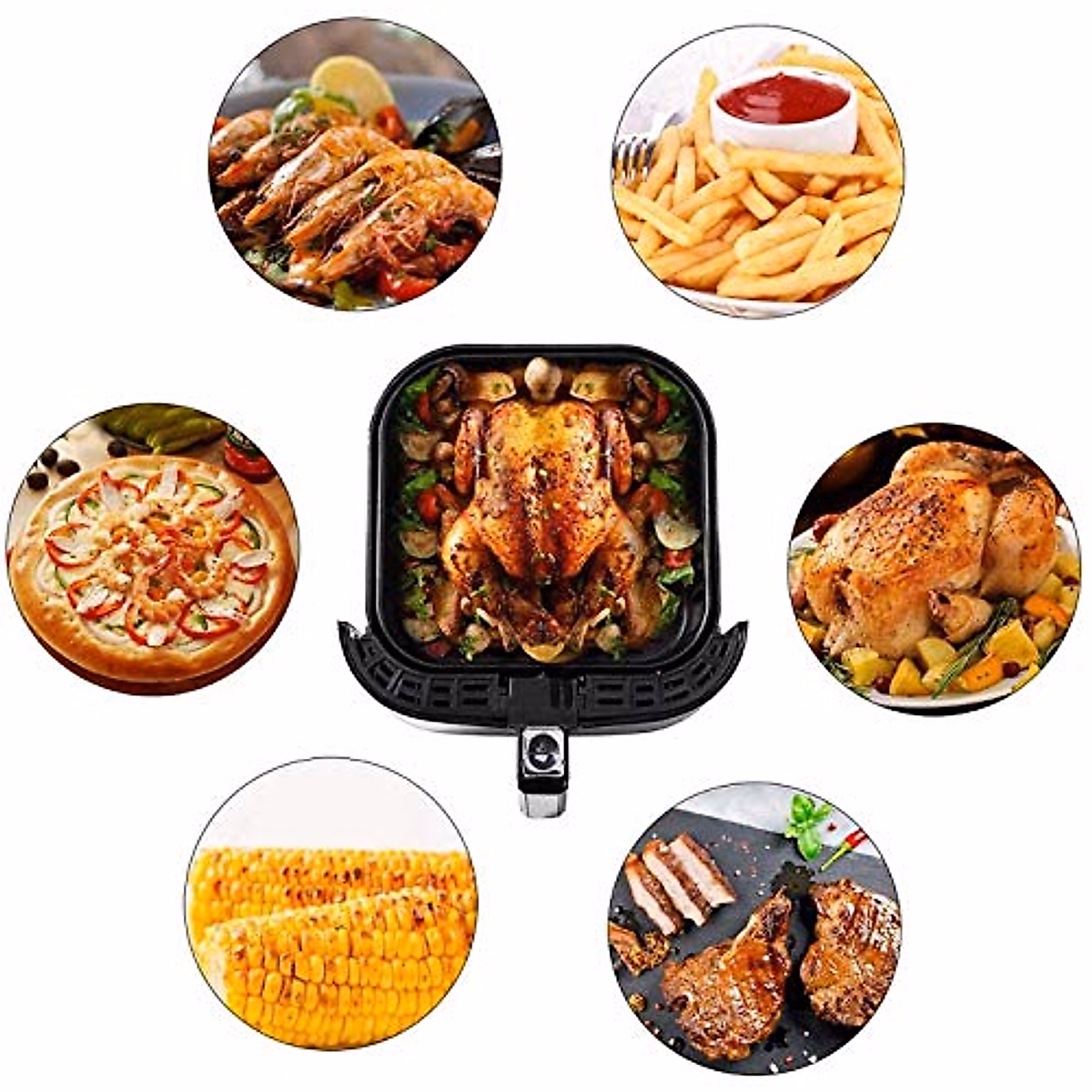 Air Fryer Parchment Paper Liners（10"×10"） Square 100Pcs Compatible with XXXL Air Fryer,Perfect for 6.8QT/7.6QT/8.5QT/9.5QT Or Bigger Air Fryers (Brown)